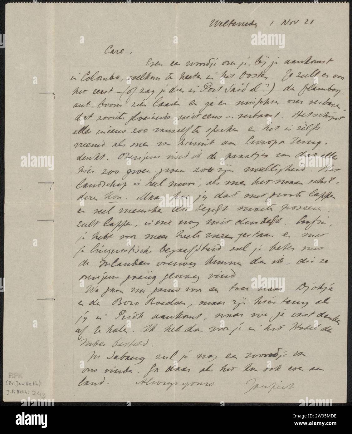Letter to Isaac Israels, Jan Veth, 1921 letter Welted people ink ...