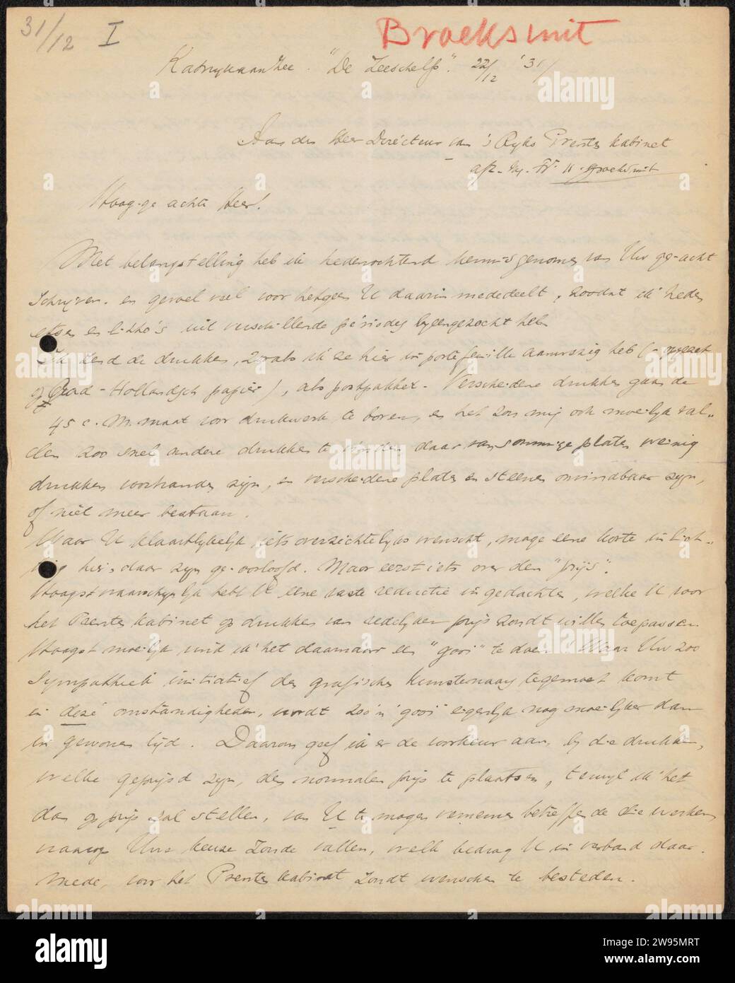 Letter to Jonkheer Hendrik Teding van Berkhout (1879-1969), Frederika ...