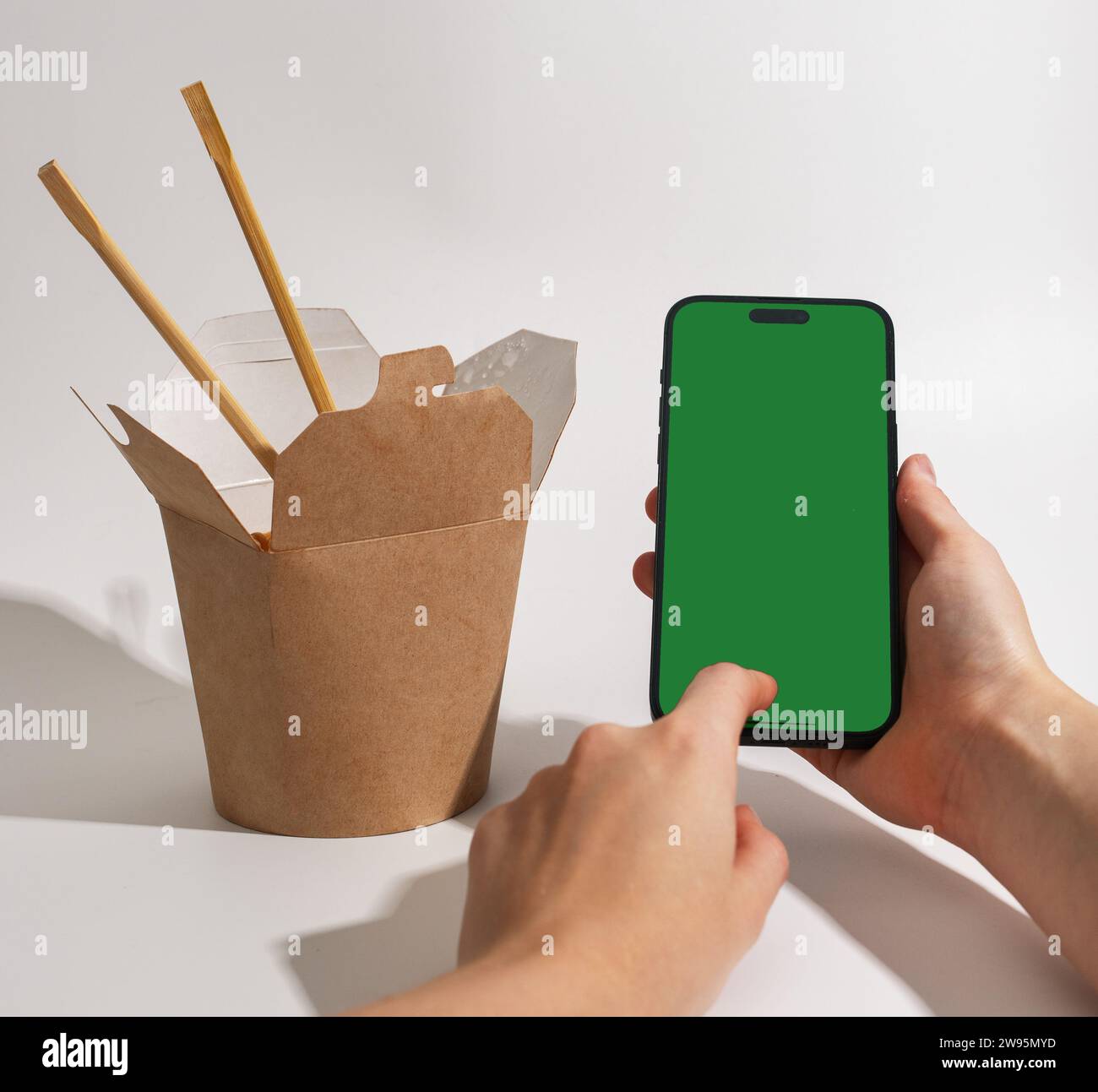 Berlin Germany December 21 2023 Iphone 14 pro screen mockup. Hand ...