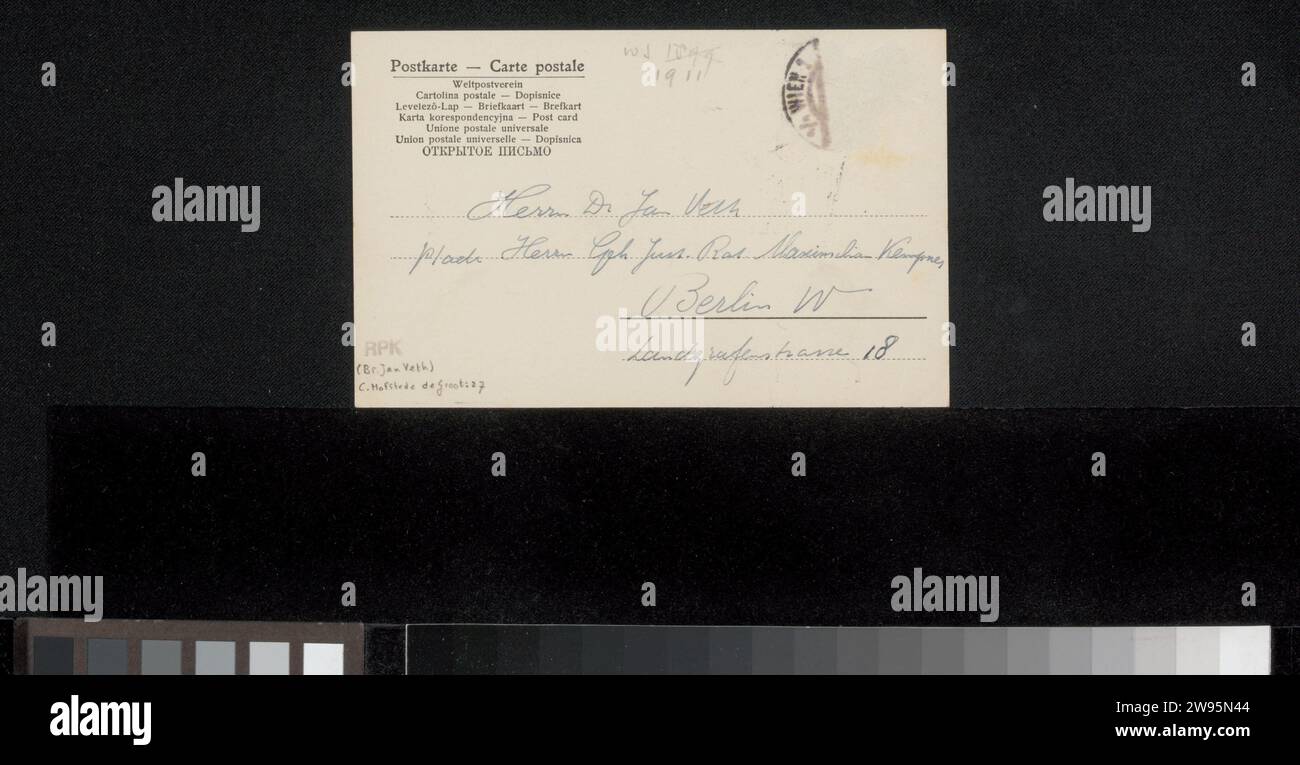 Postcard to Jan Veth, Cornelis Hofstede de Groot, 1874 - 1925 Vienna ...