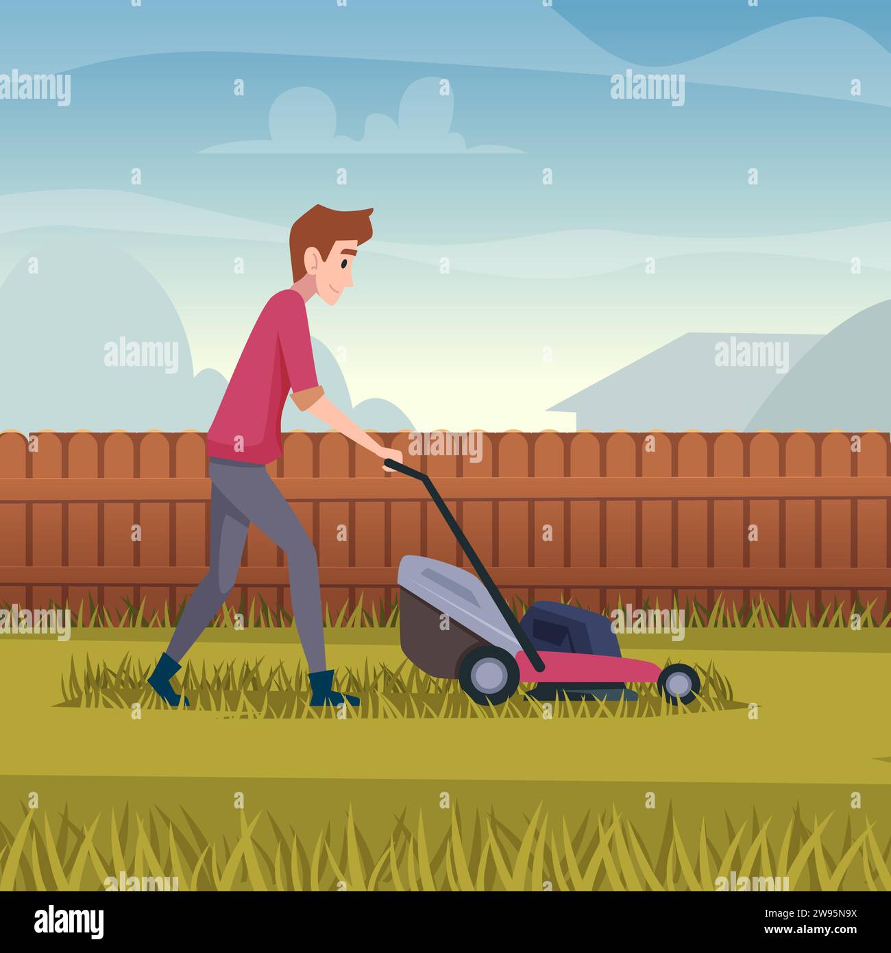 Mower cartoon hi-res stock photography and images - Alamy