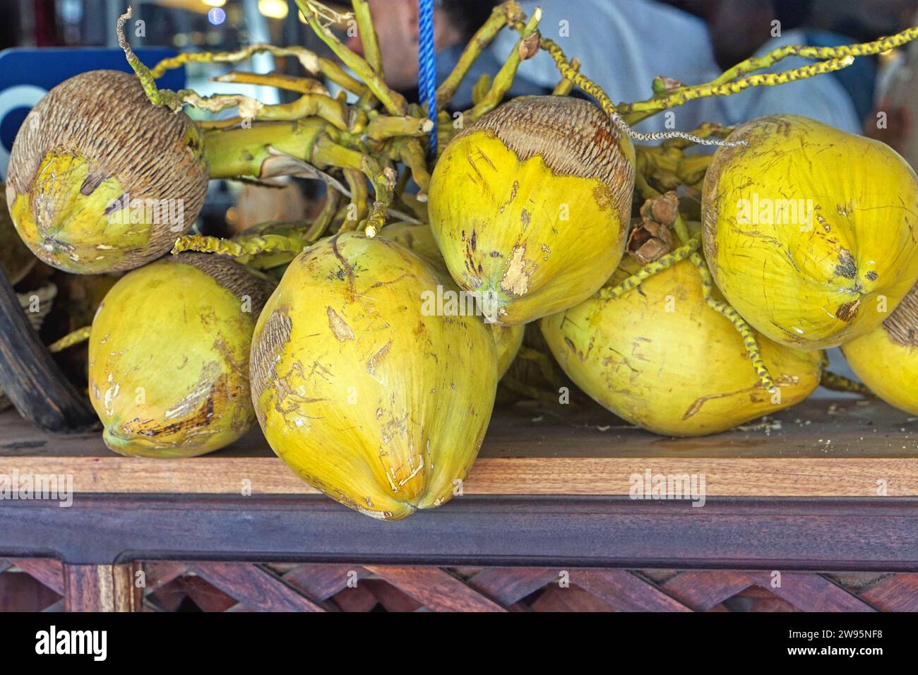 Bunch of fresh coconut fruits at bar for drinks Stock Photo - Alamy