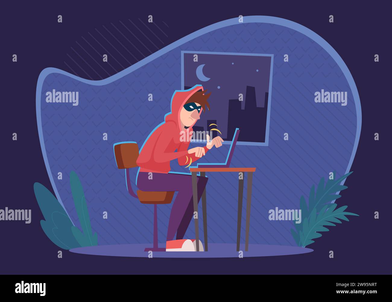 Hacker online thief working firewall hacking Stock Vector Image & Art - Alamy