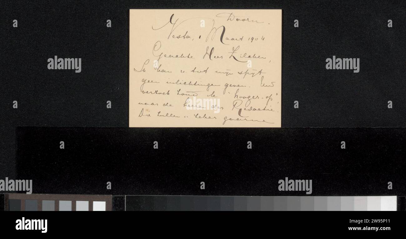 Letter to Philip Zilcken, A. Smit Kleine-Fastré, 1904 letter Thorn ...