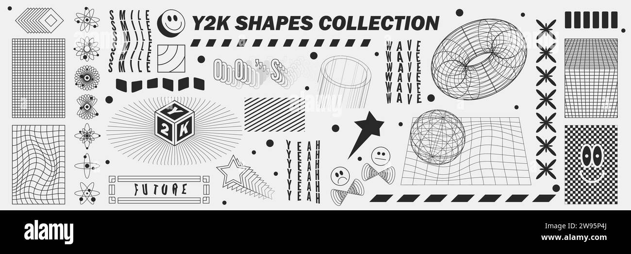 Abstract Geometry Wireframe Shapes And Patterns Cyberpunk Elements