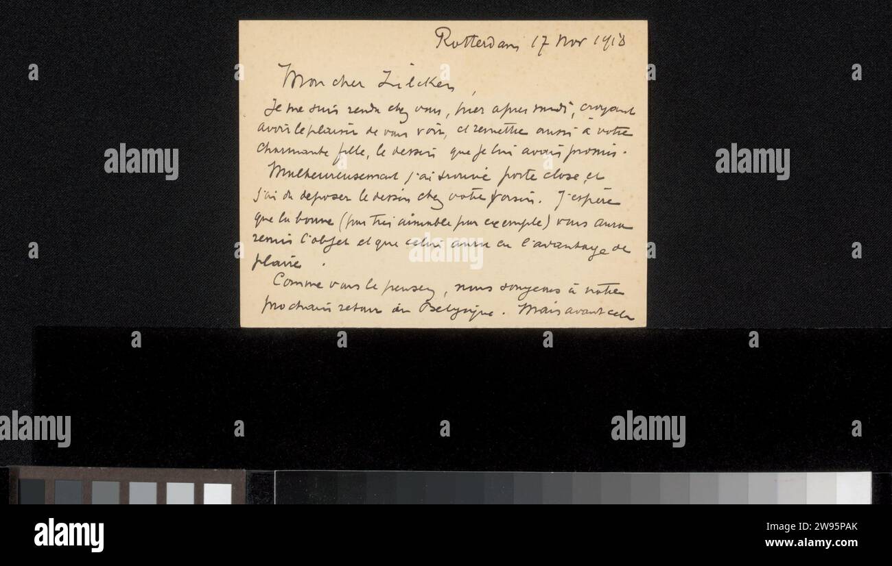Letter to Philip Zilcken, Rodolphe Wytsman, 1918 letter Rotterdam ...