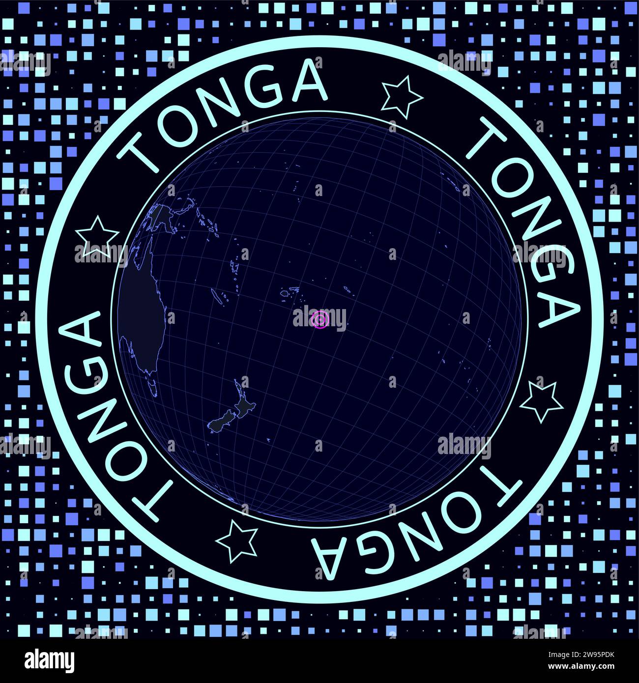 Tonga on globe vector. Futuristic satelite view of the world centered ...
