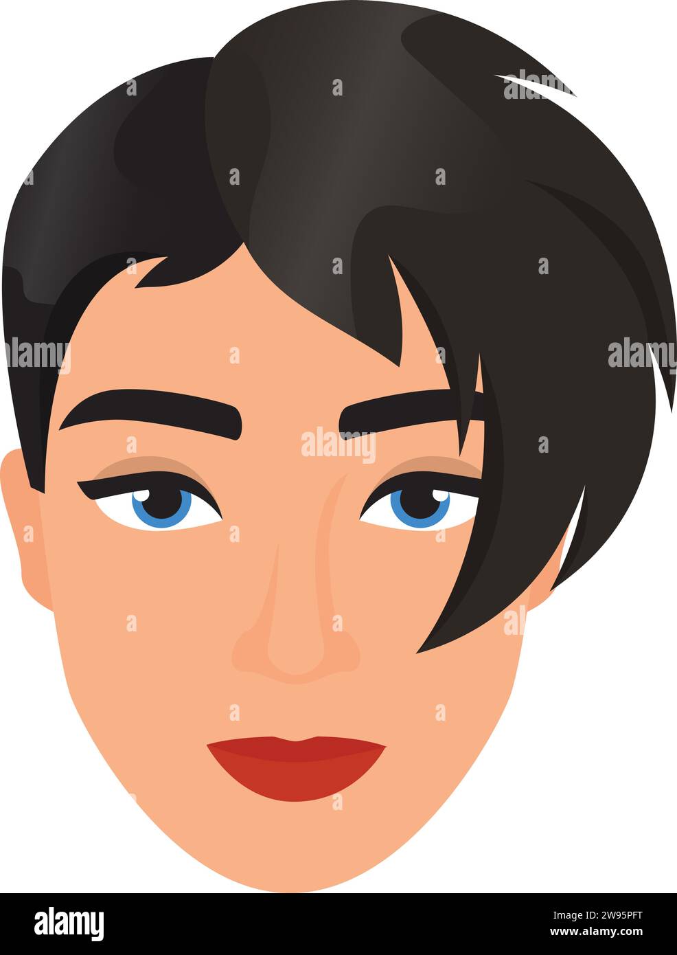 Woman head with short hairstyle. Female face with cool hairdress ...
