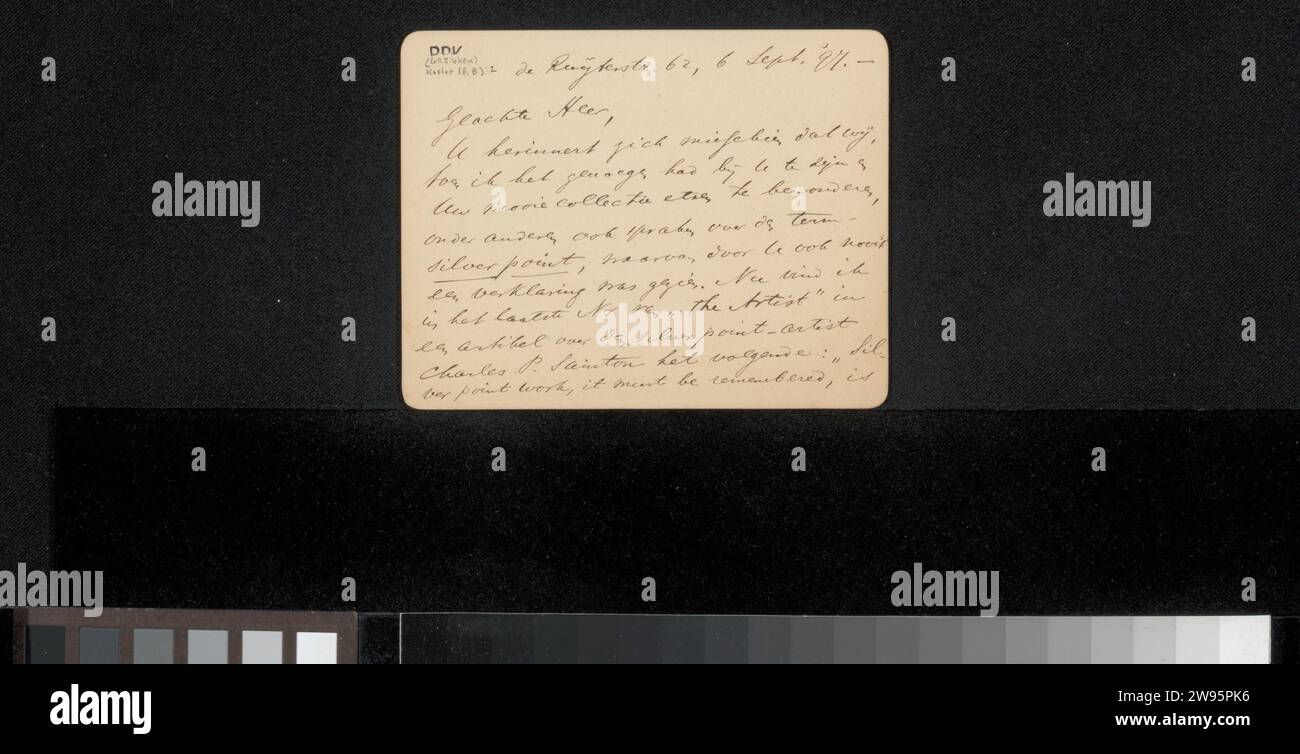 Letter to Philip Zilcken, 1897 letter The Hague cardboard. ink writing ...