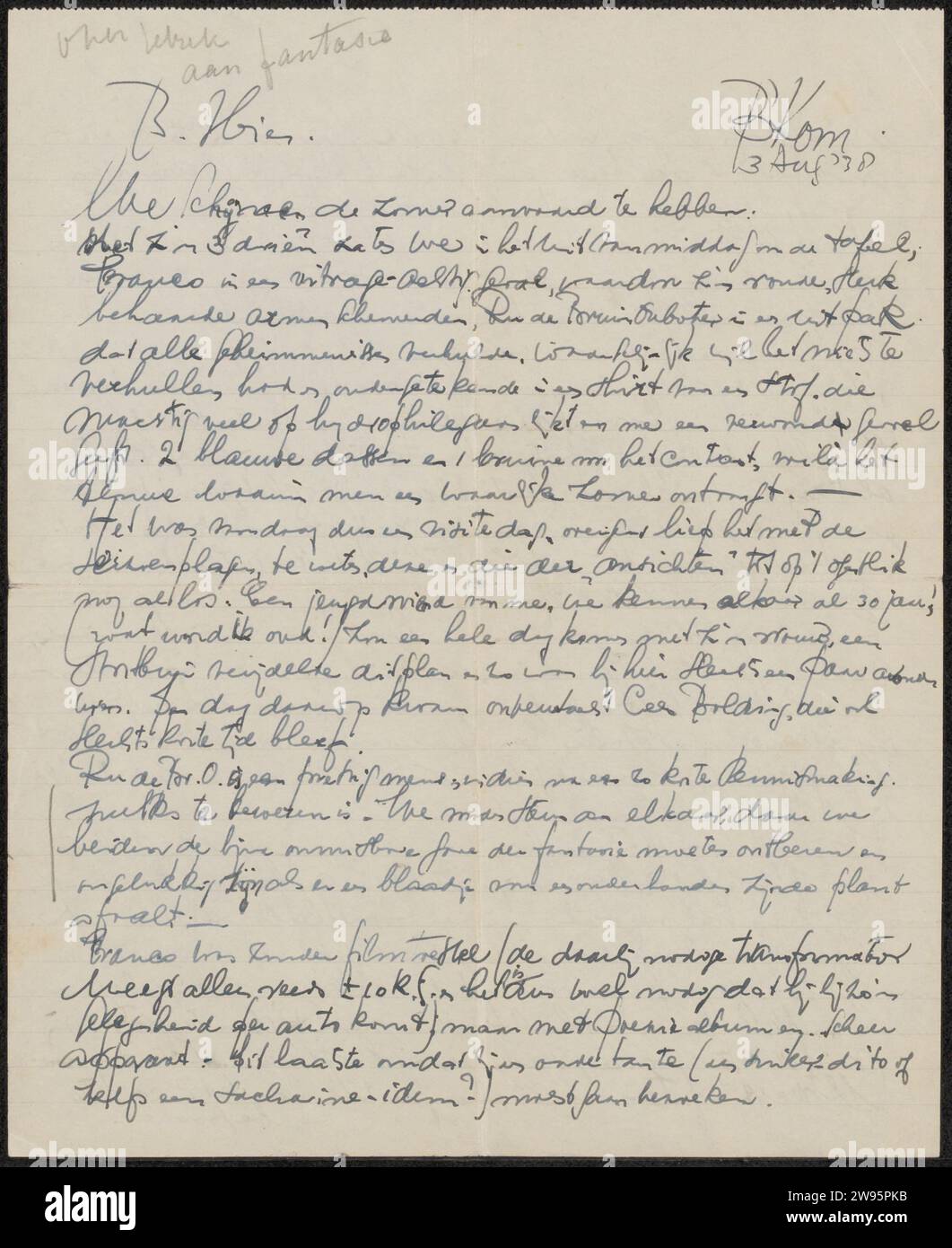 Letter to Mien Cambier van Nooten, Dick Ket, 1938 letter Bennekom ink ...