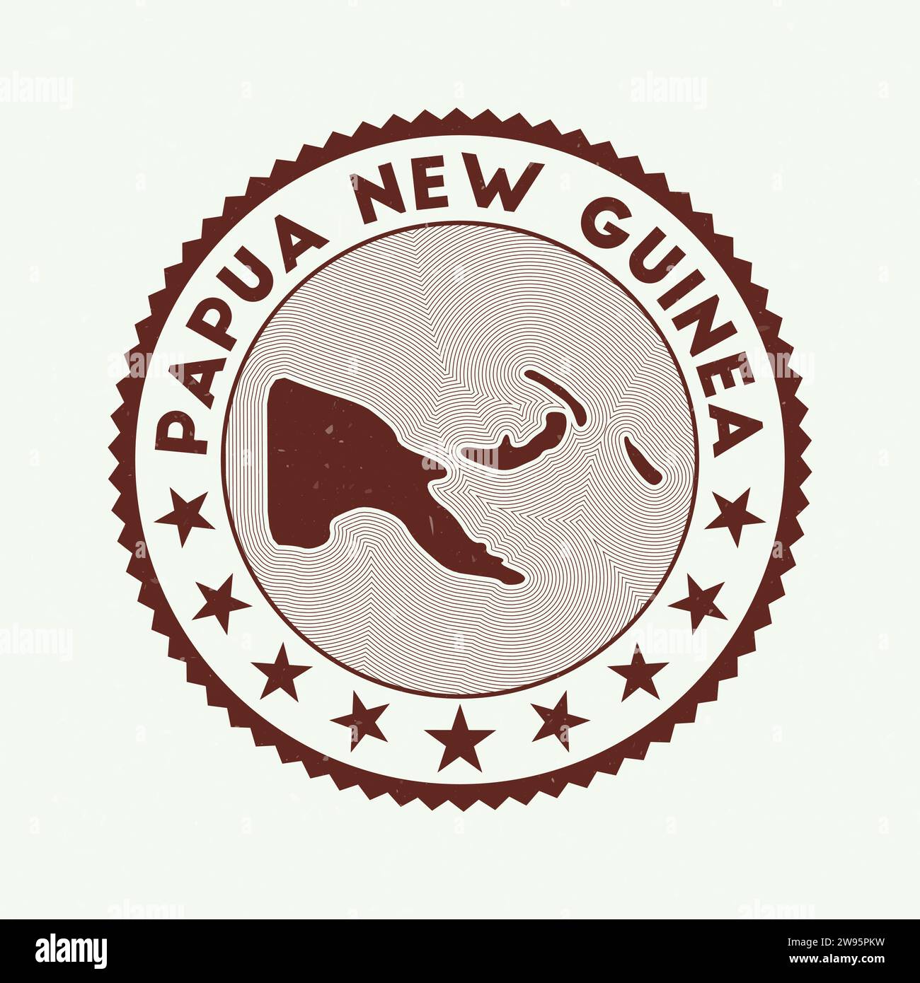 Papua New Guinea emblem. Country round stamp with shape of Papua New ...