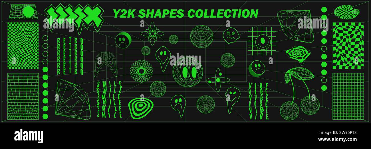 Abstract geometry wireframe shapes and patterns, cyberpunk elements ...