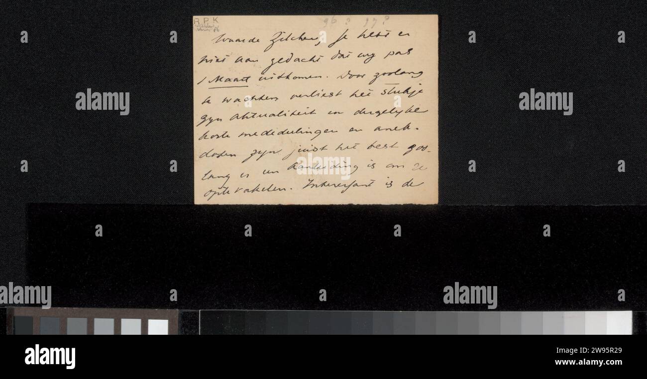 Letter to Philip Zilcken, Albert Verwey, 1875 - 1930 letter paper. ink ...