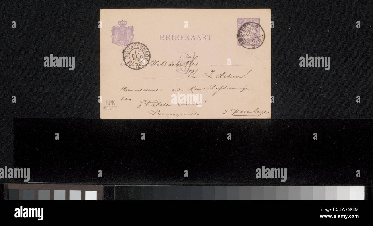 Postcard to Philip Zilcken, Gerard Muller, 1889 Amsterdam cardboard ...