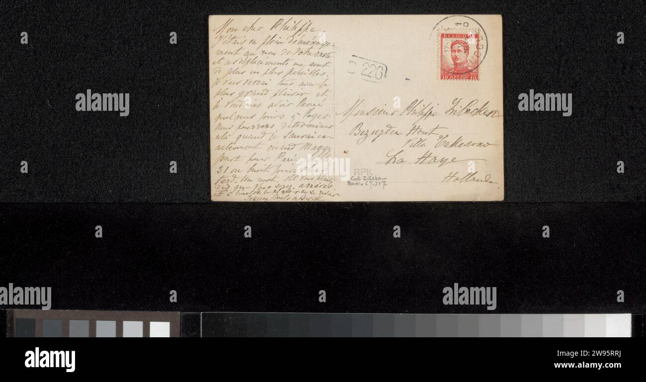 Postcard to Philip Zilcken, in Or Before 1913 Uccle cardboard. ink ...