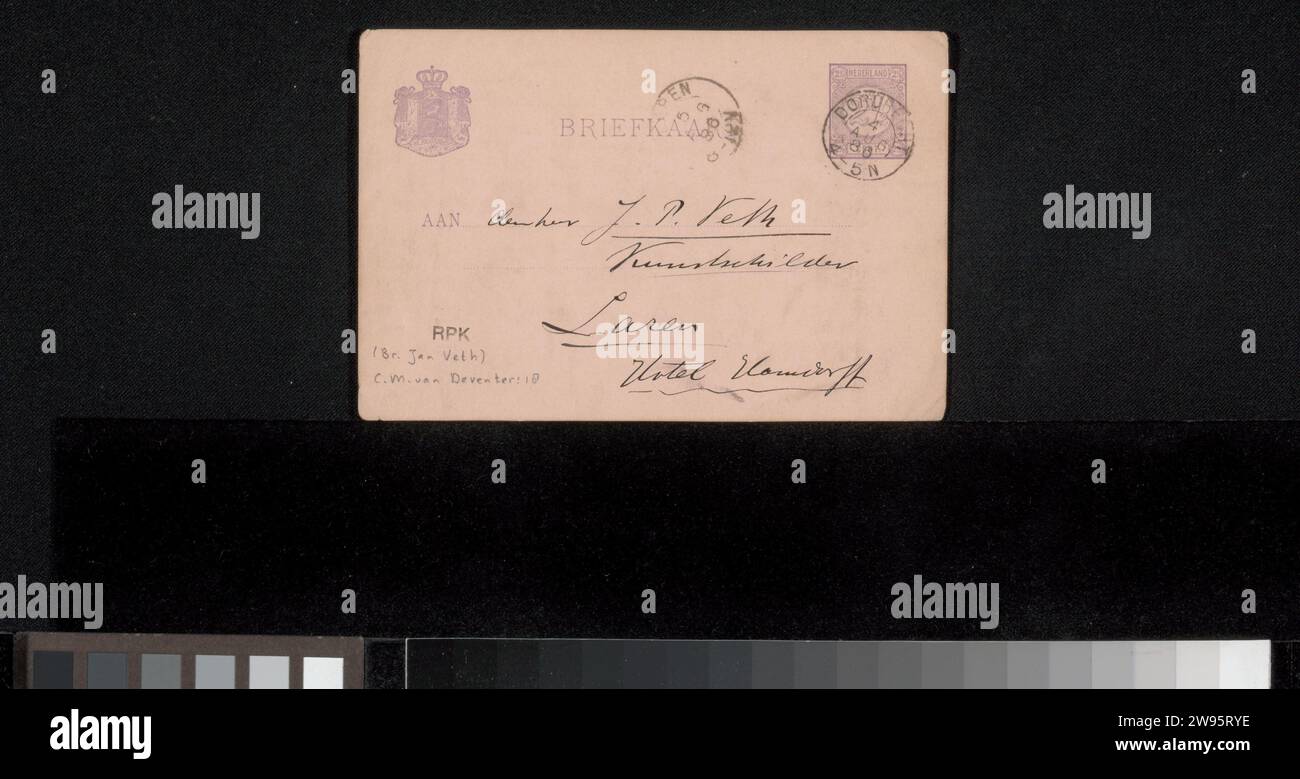 Postcard to Jan Veth, chap van Deventer, in or before 1886 Dordrecht ...
