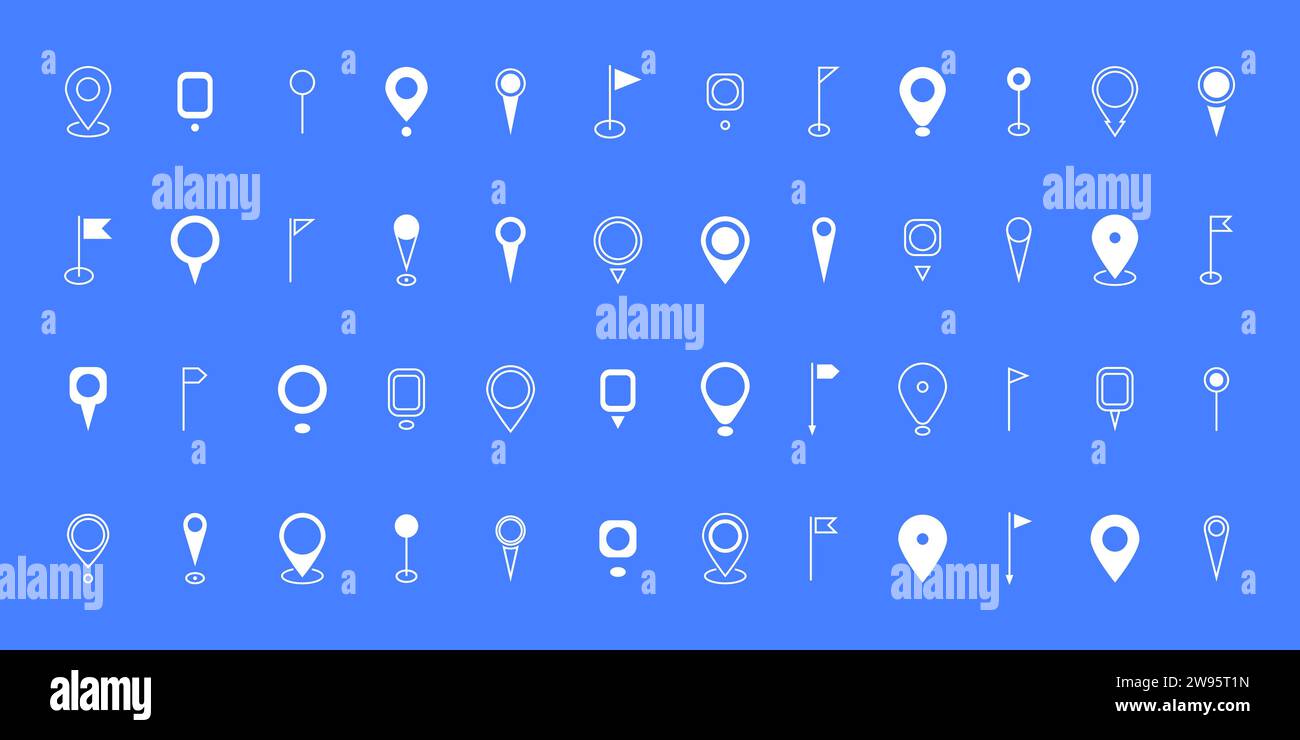 Set white location pin icon. Map pin place marker. Destination symbol, Location icon. Modern Map ...