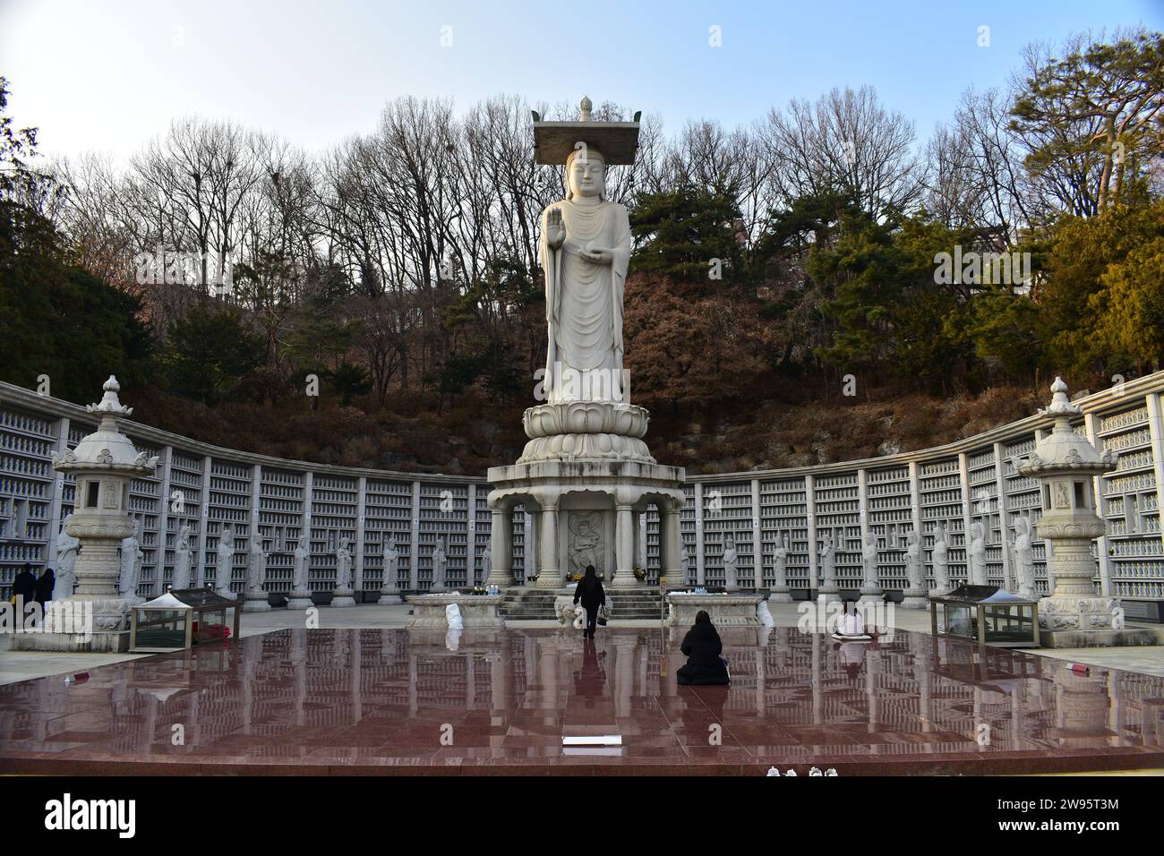 Large stone Buddha statue at Bongeunsa temple in the heart of Gangnam ...