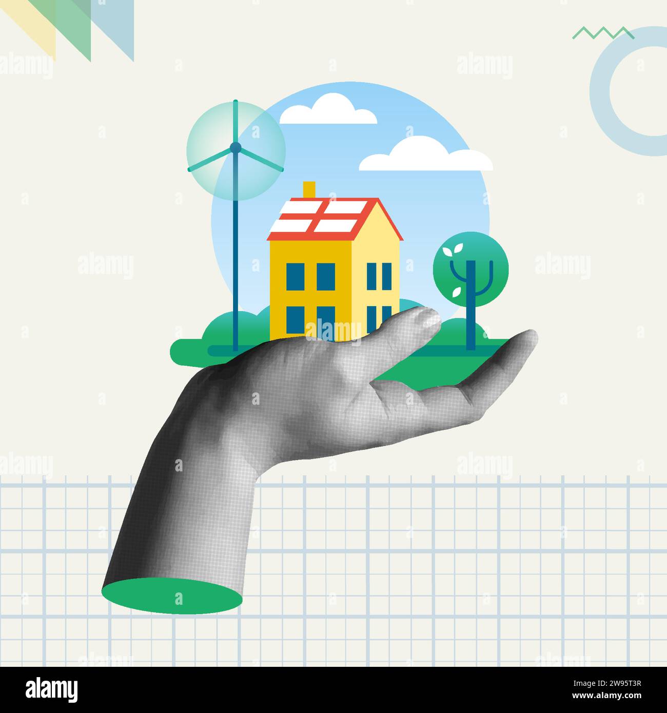 Solar energy human hand Stock Vector Images - Alamy