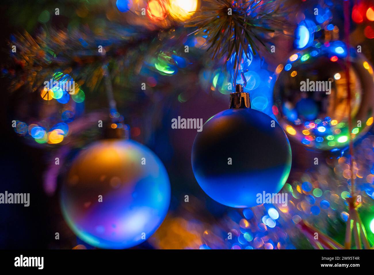 Kammlach, Bavaria, Germany - December 24, 2023: A colorfully decorated ...