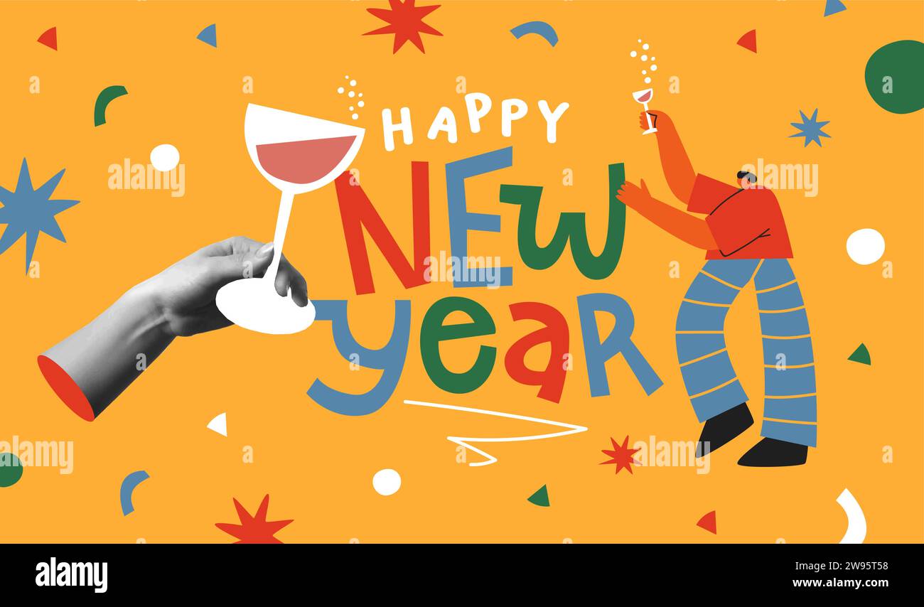 New year banner collage Stock Vector Images - Alamy
