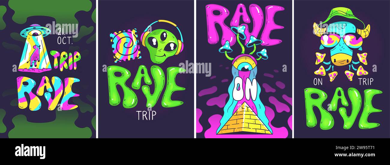 Acid party. Techno music psychedelic drug trip free flyer, crazy ...