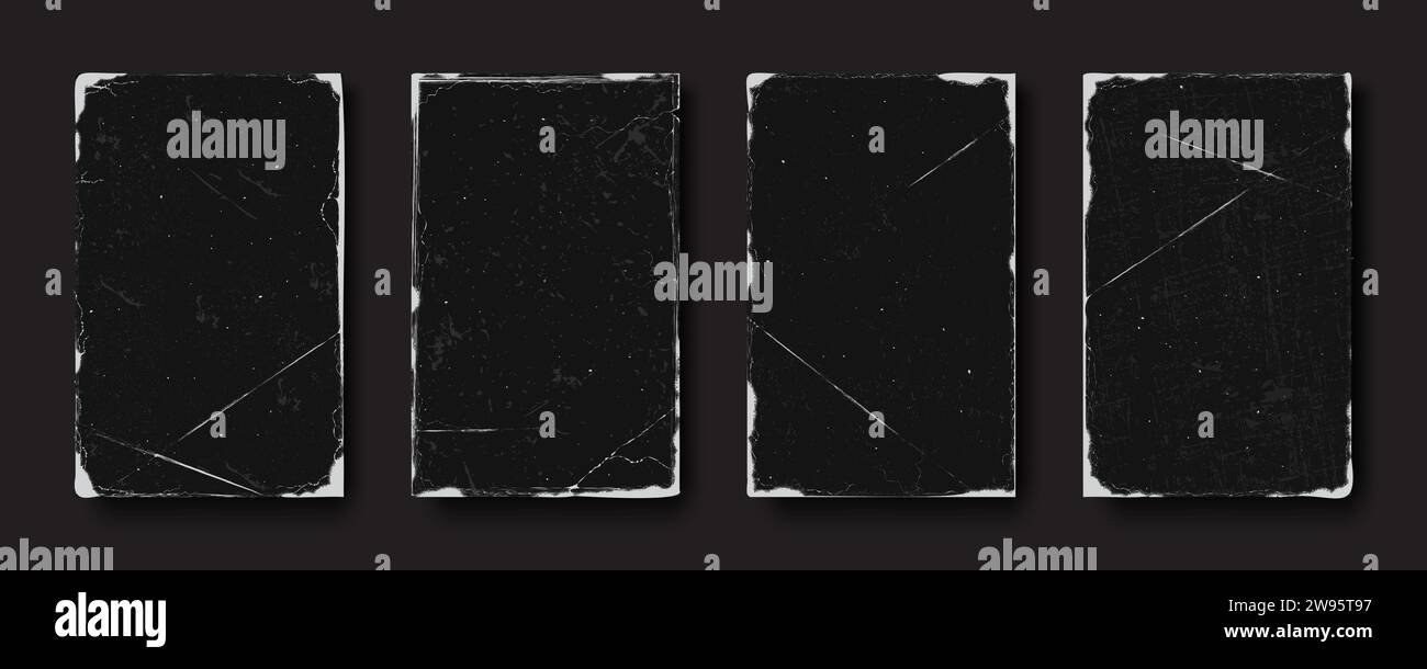 Old paper frame. Vintage photo edge poster with black torn. Retro ...