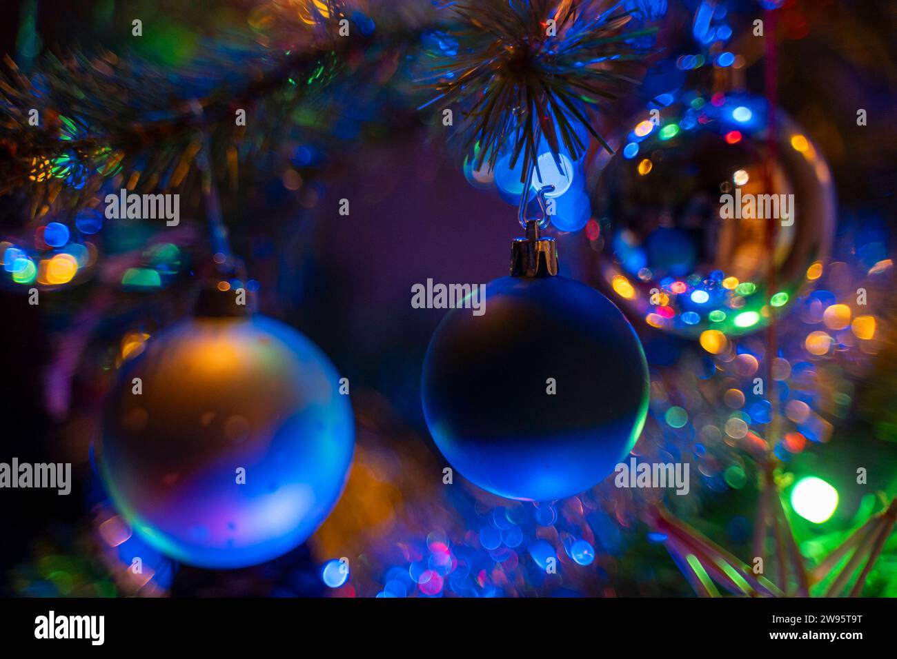 Kammlach, Bavaria, Germany - December 24, 2023: A colorfully decorated ...