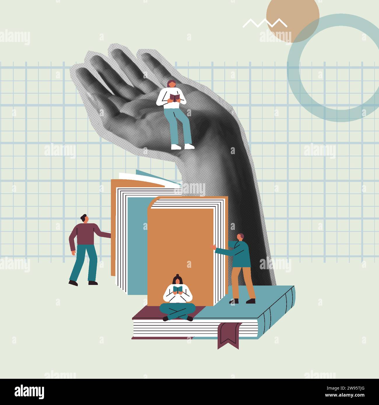 Education concept card vector illustration. Human hand, people cartoon ...