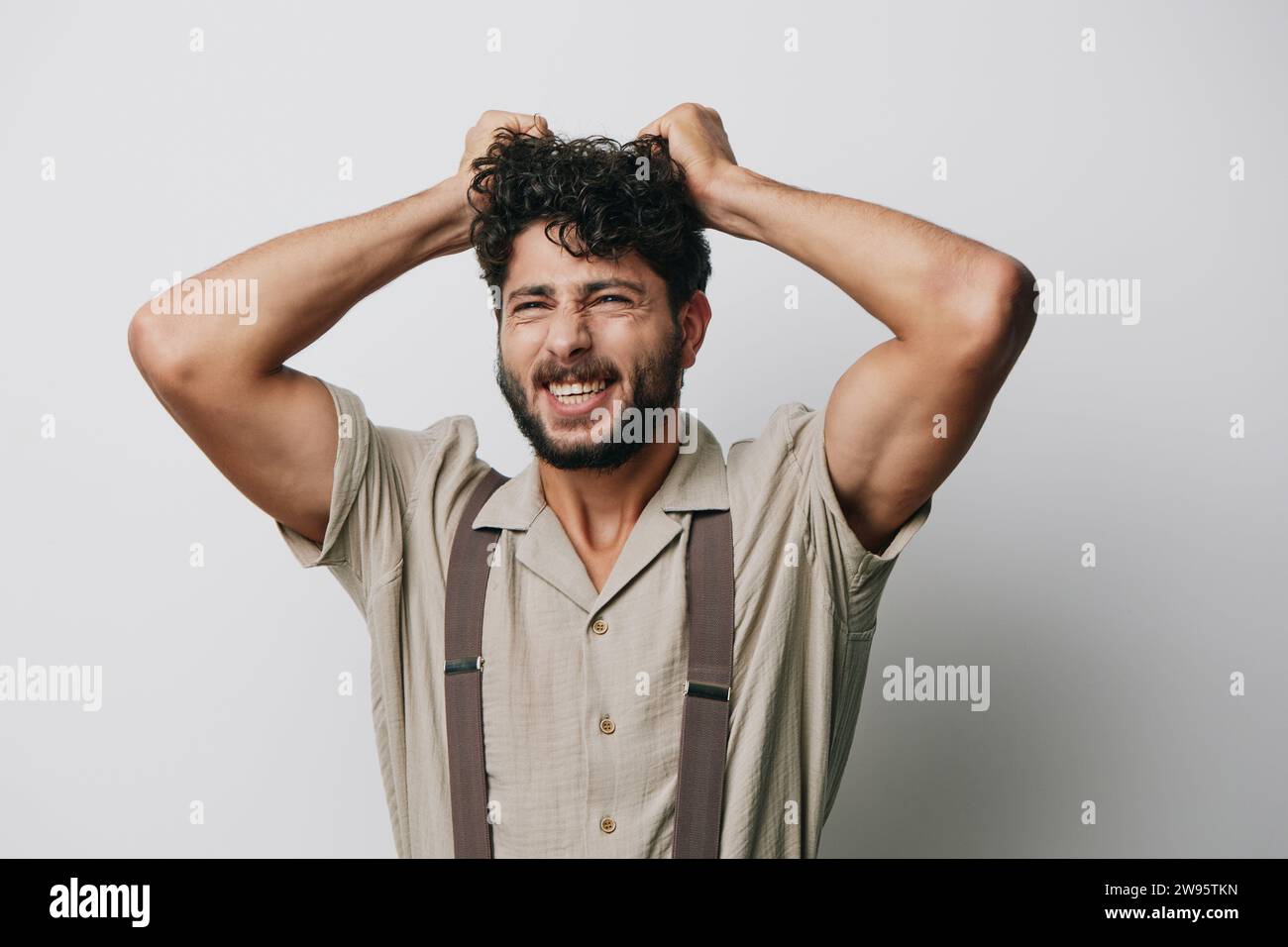 Man happy handsome young guy person casual male face isolated adult ...