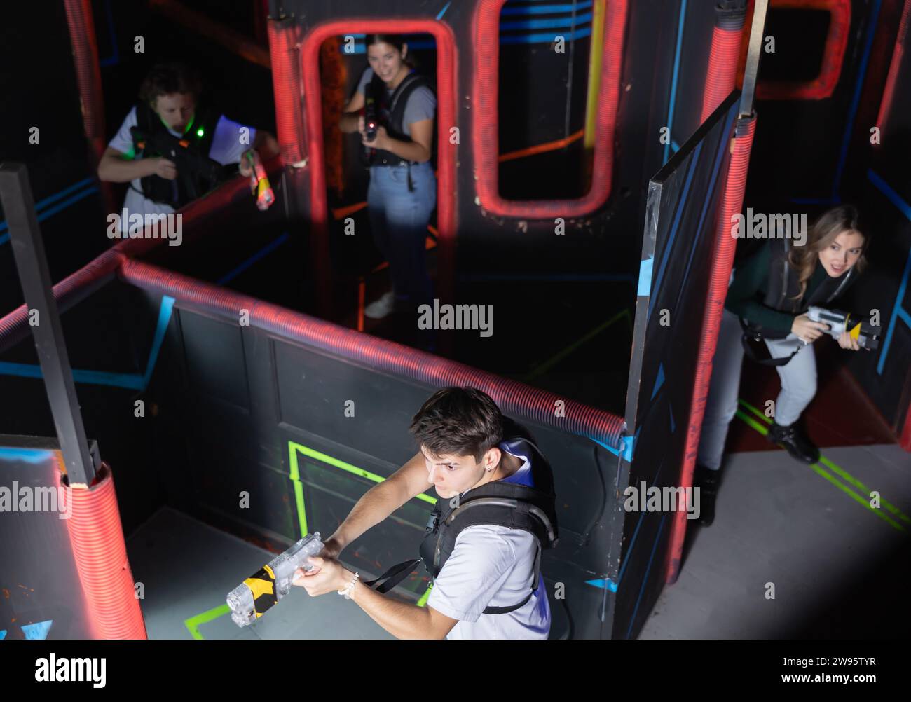 Guy aiming laser gun hi-res stock photography and images - Alamy