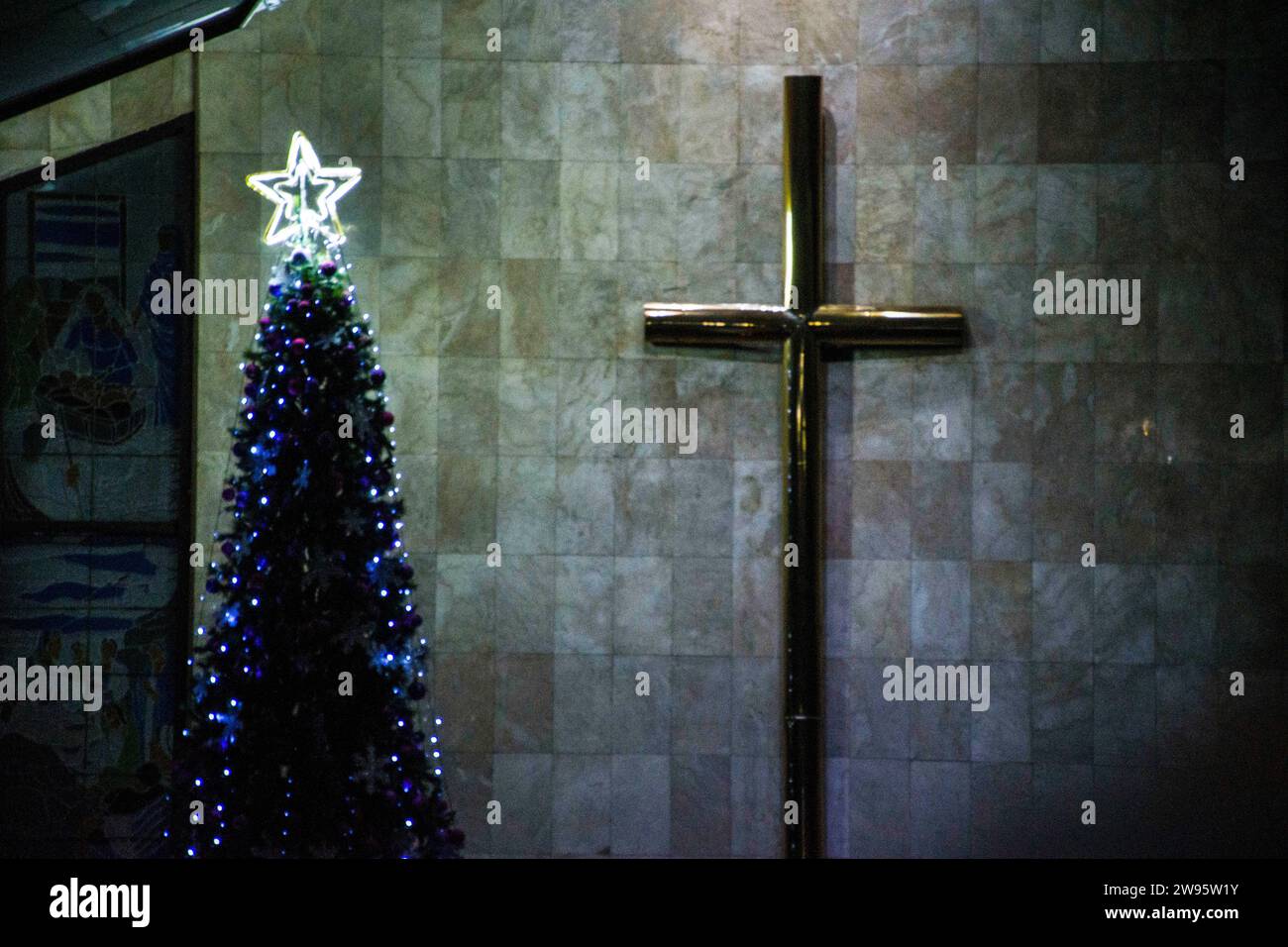 Bandung, West Java, Indonesia. 24th Dec, 2023. The symbol of the cross ...