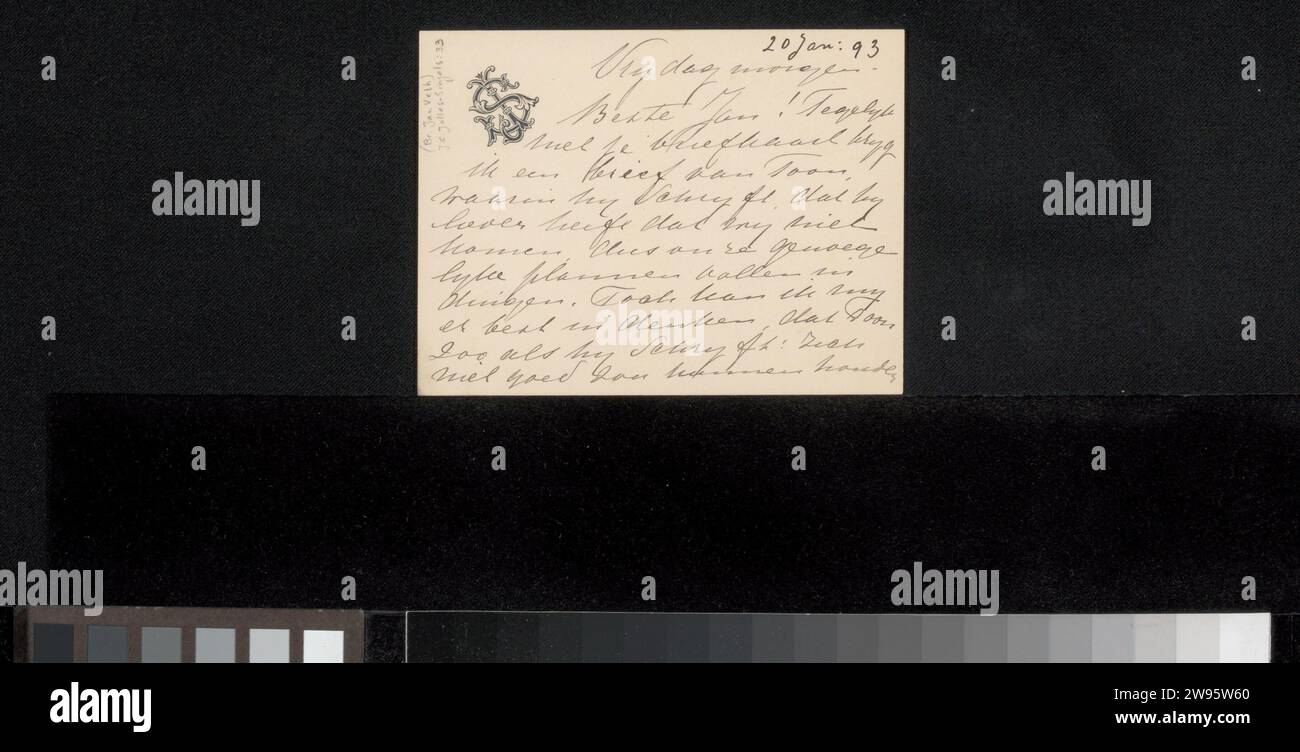 Letter to Jan Veth, Jacoba Cornelia Jolles-Singels, 1893 letter ...