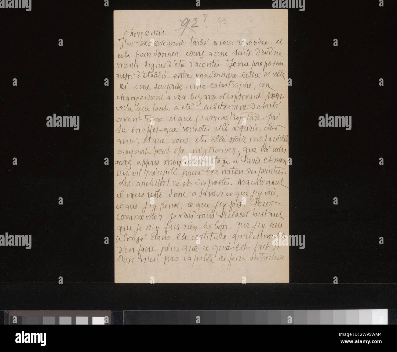 Letter to Andries Bonger, Émile Bernard, 1893 letter Florence paper ...