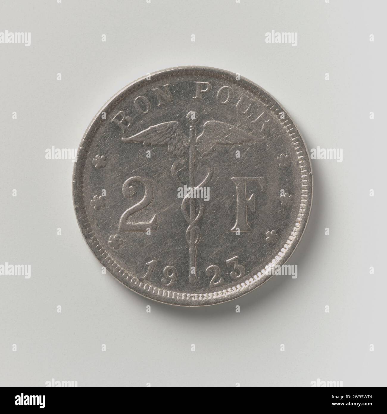 2 Francs from Belgium of Albert I, 1923 ,, 1923 coin Nickel. Front ...