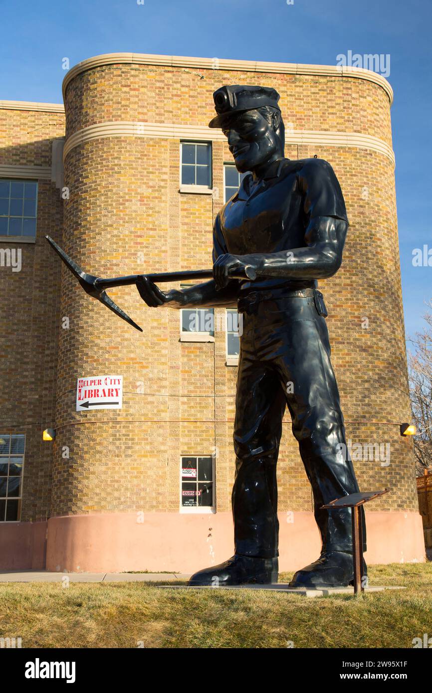 Giant coalminer statue, Helper, Utah Stock Photo - Alamy