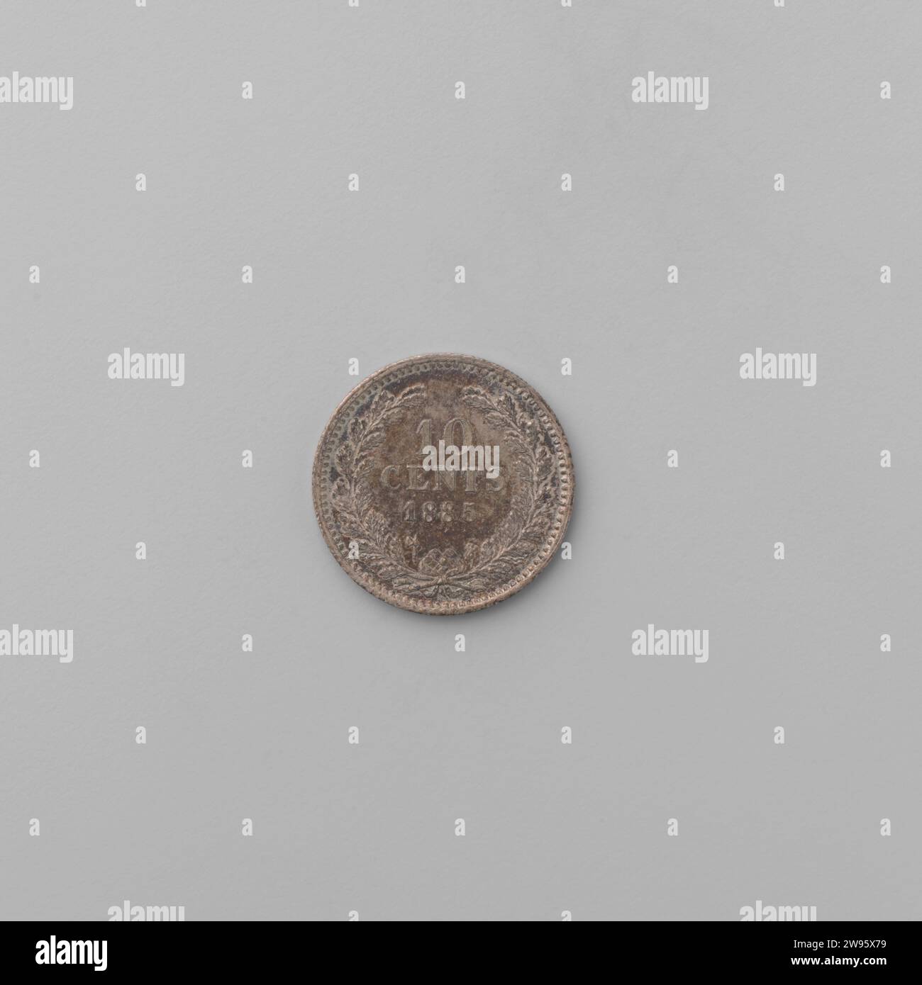 Dutch 10 cents, 1885, Willem III (King of the Netherlands), 1885 coin Silver coin. Front: Bust ...