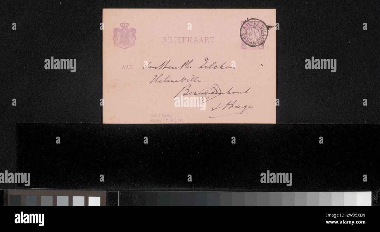 Postcard to Philip Zilcken, 1893 The Hague cardboard. ink writing ...