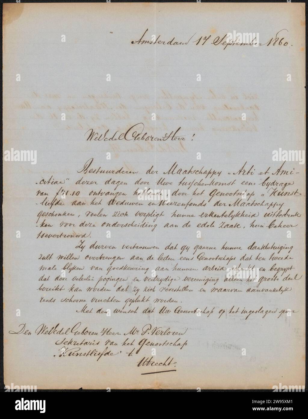 Letter to Pieter Lost from Themaat, Nicolaas Pieneman, 1860 letter ...