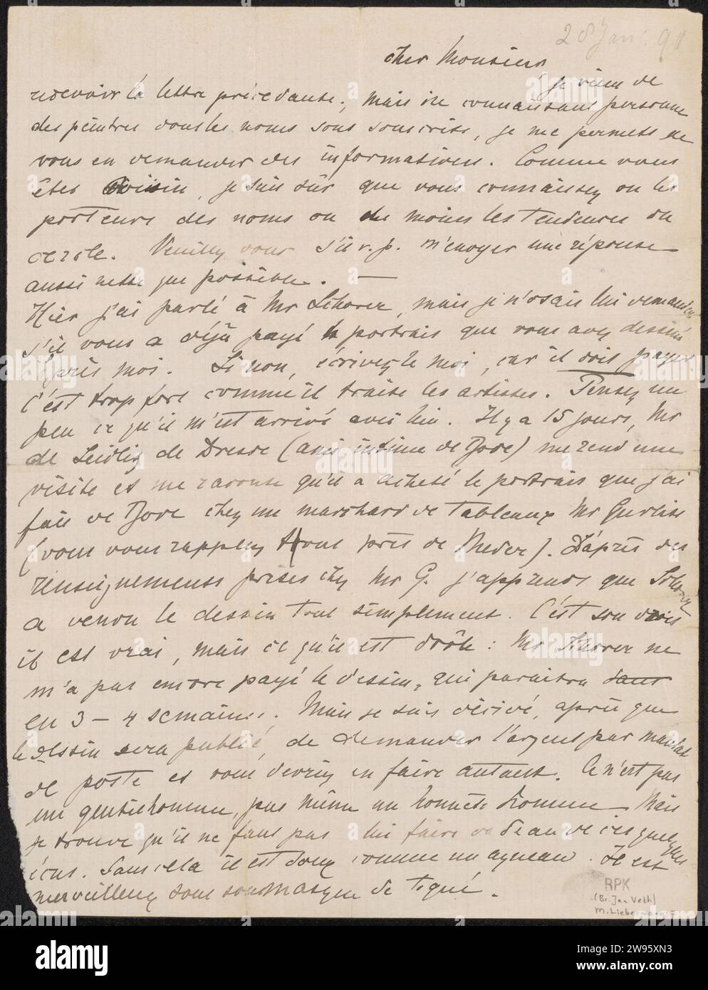 Letter to Jan Veth, Max Liebermann, 1891 letter ink writing (processes ...