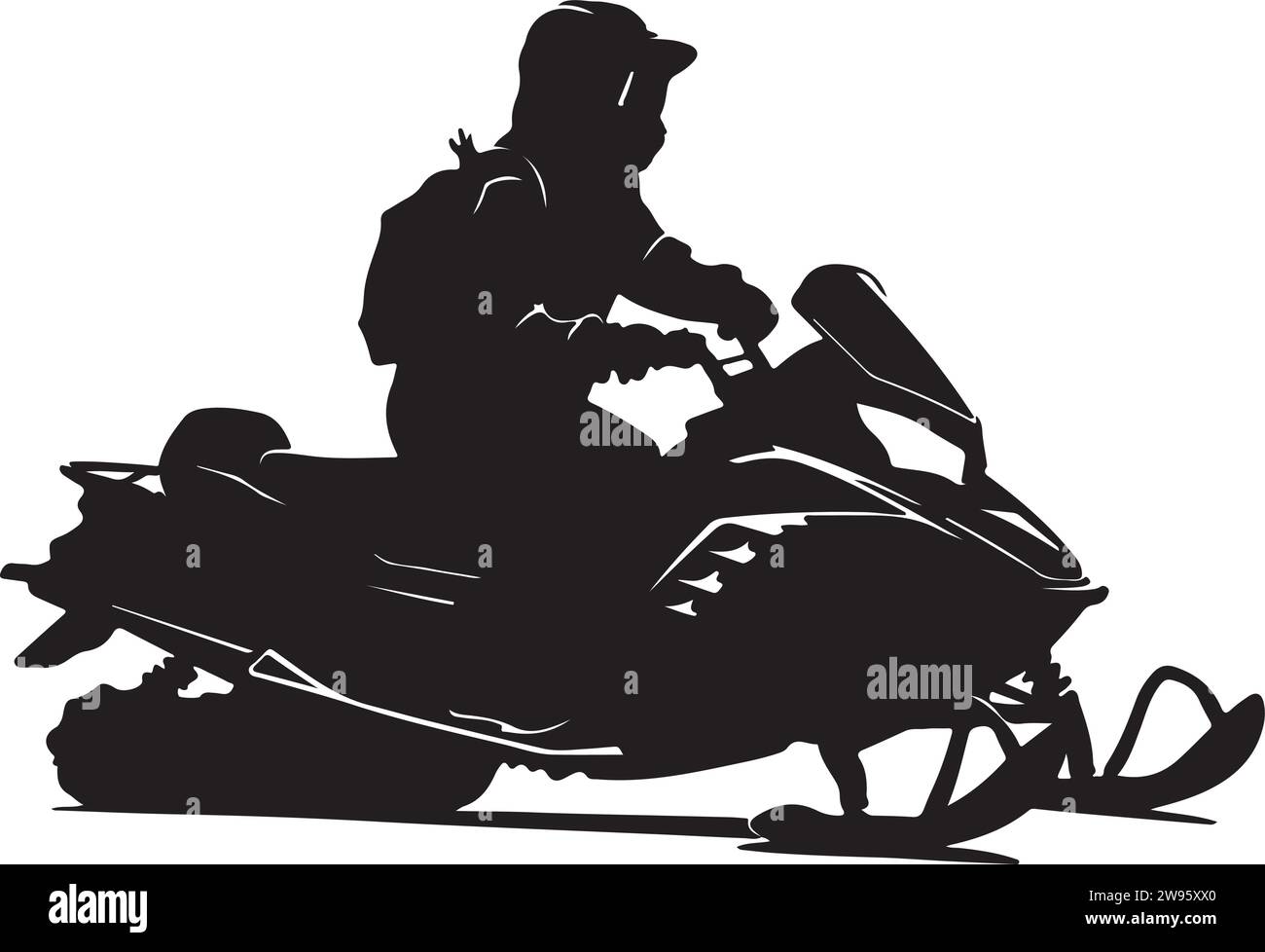 silhouette of a snowmobile girl vector illustration Stock Vector Image ...