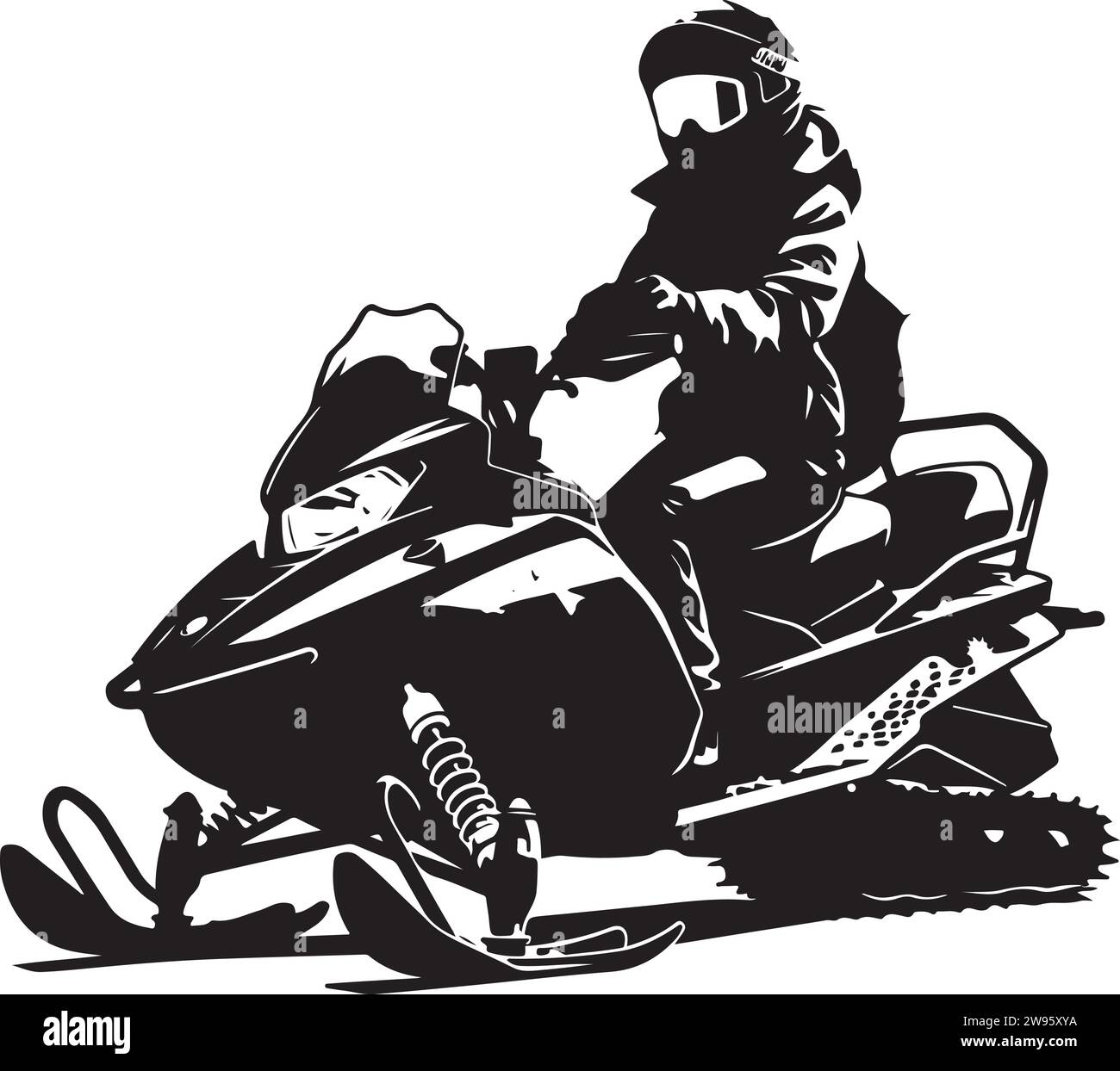 silhouette of a snowmobile girl vector illustration Stock Vector Image ...