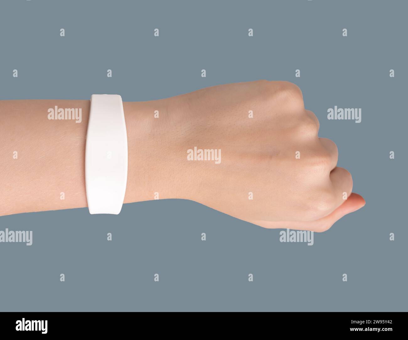 Silicon rubber bracelet mockup, key band with chip on hand wrist Stock ...
