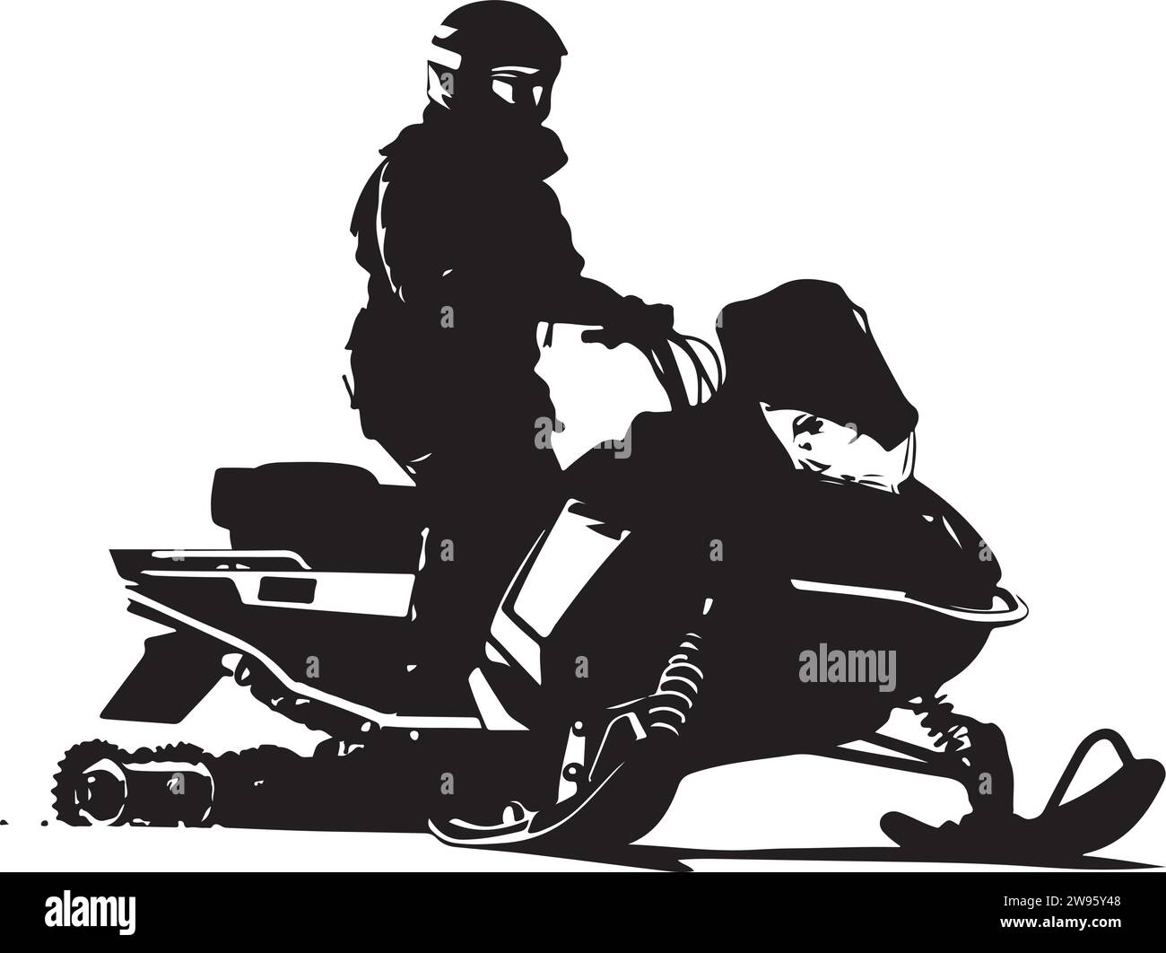 silhouette of a snowmobile girl vector illustration Stock Vector Image ...