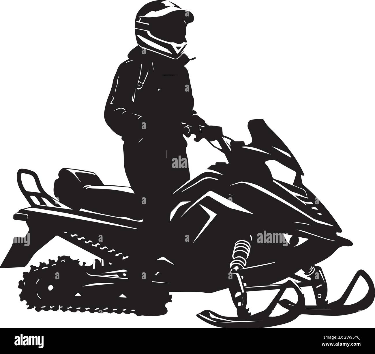 silhouette of a snowmobile girl vector illustration Stock Vector Image ...