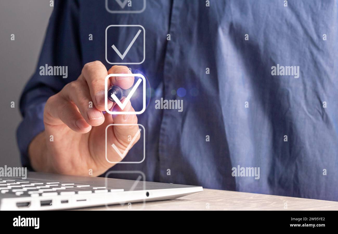 Ticking online checkbox. Virtual checklist, survey, questionnaire Stock ...