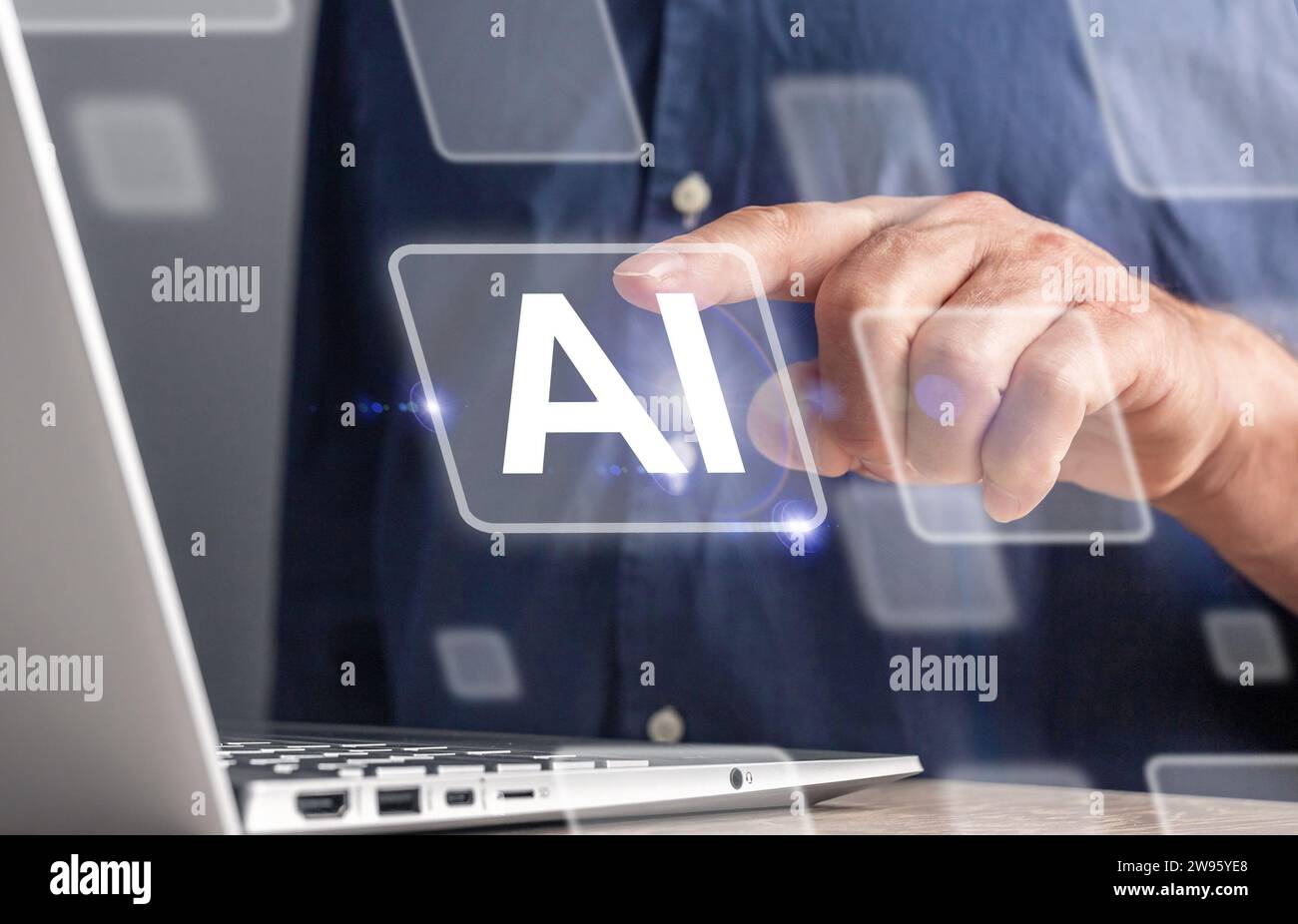 Work with AI online, cyberspace, virtual technology, Artificial ...