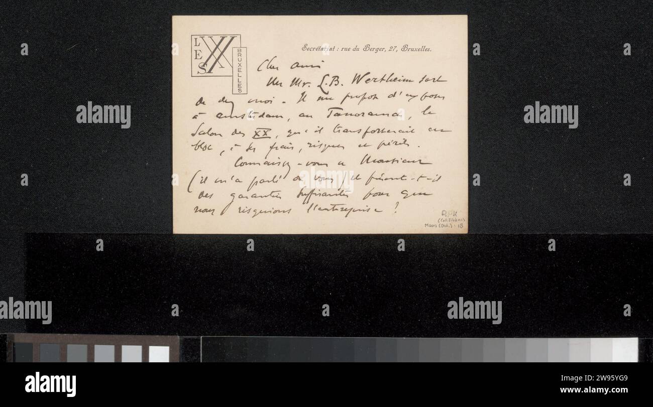 Letter to Philip Zilcken, 1888 letter Brussels cardboard. ink writing ...