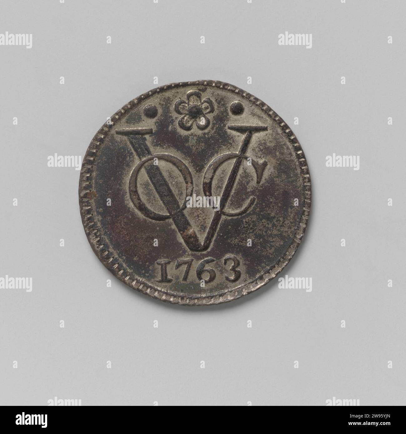Silver exit of a ½ penny from the VOC from Holland, 1763, United ...