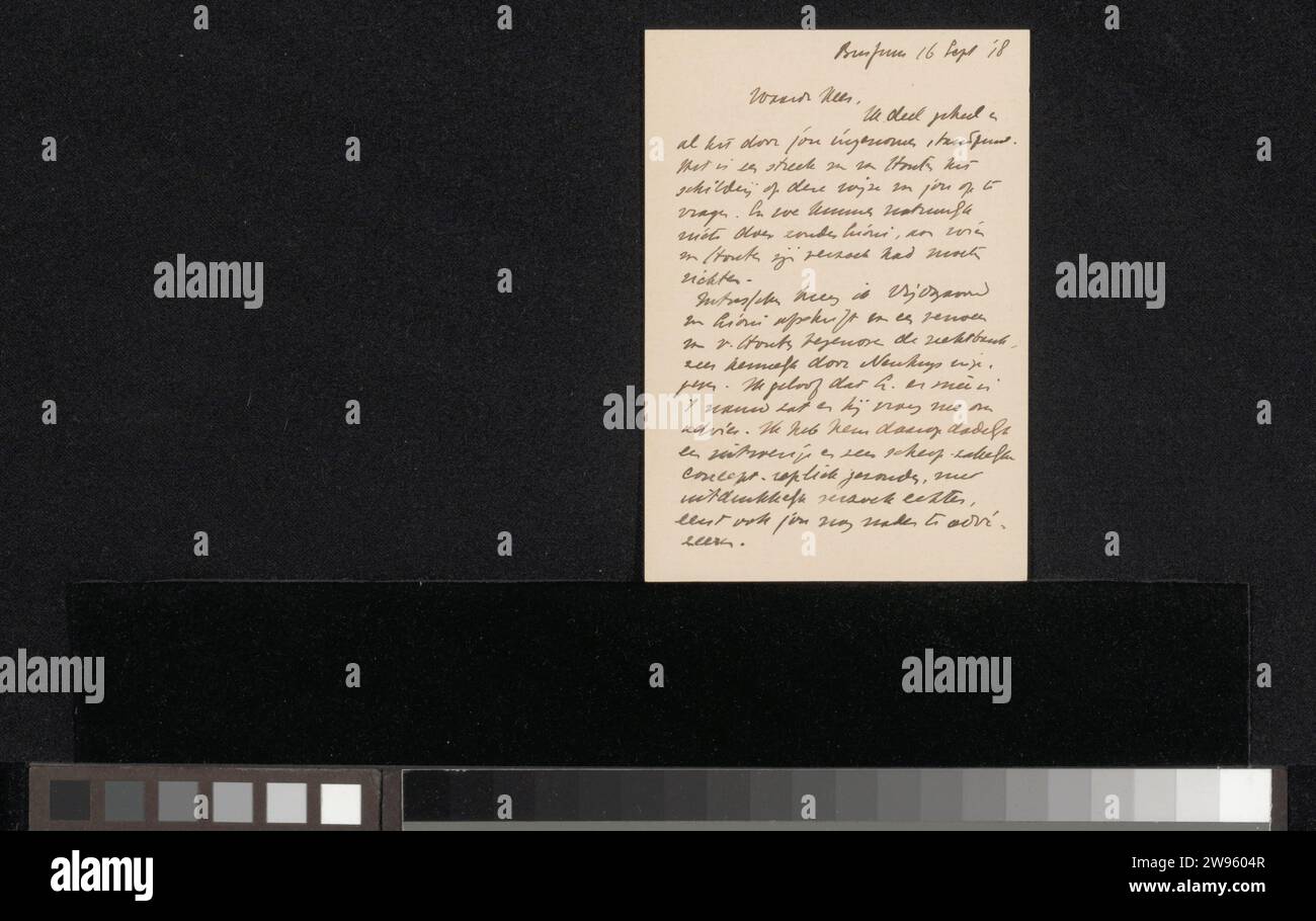 Letter to Cornelis Gerardus' t Hooft, Jan Veth, 1918 letter Bussum ...